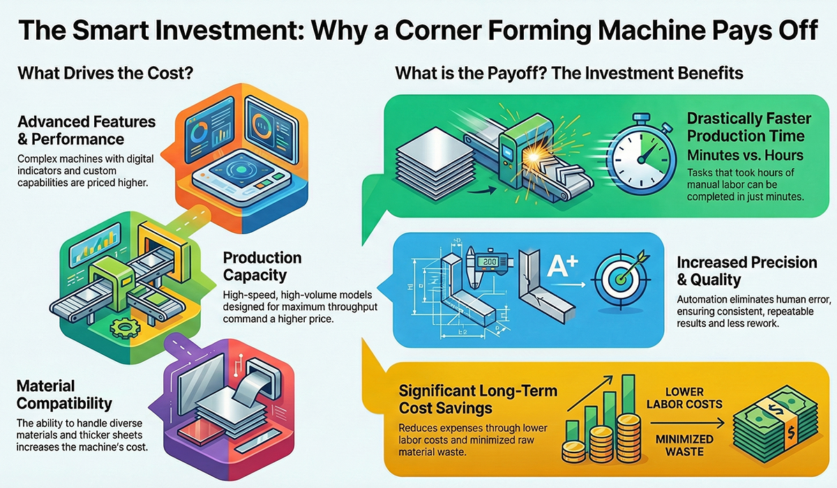 What factors influence the price of corner forming machines?